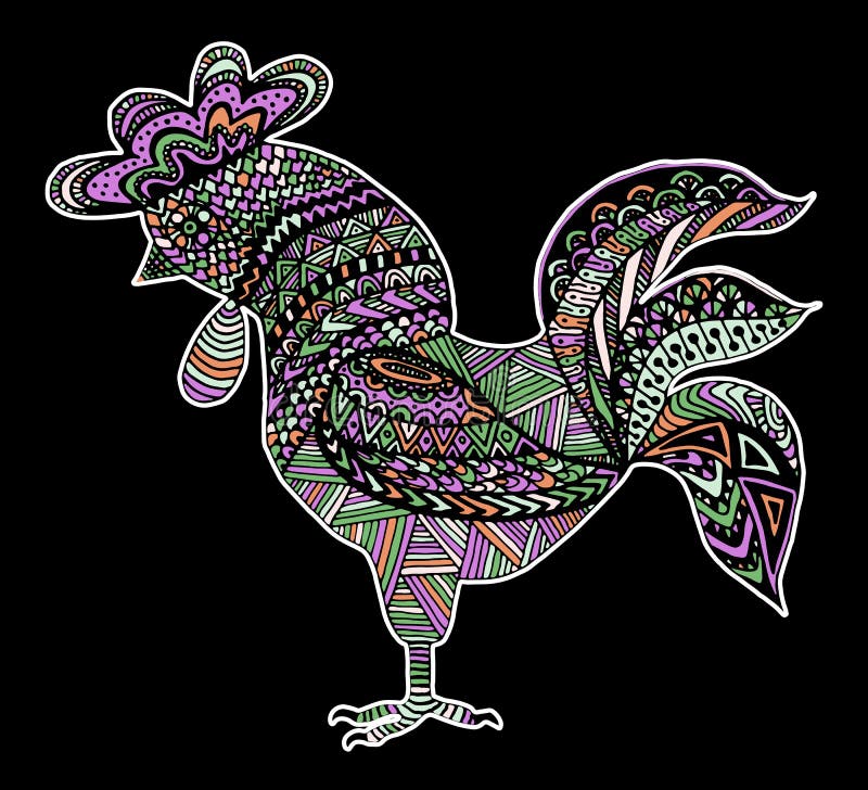 Hand Drawn Sketch in the Shape of a Rooster Stock Vector - Illustration ...