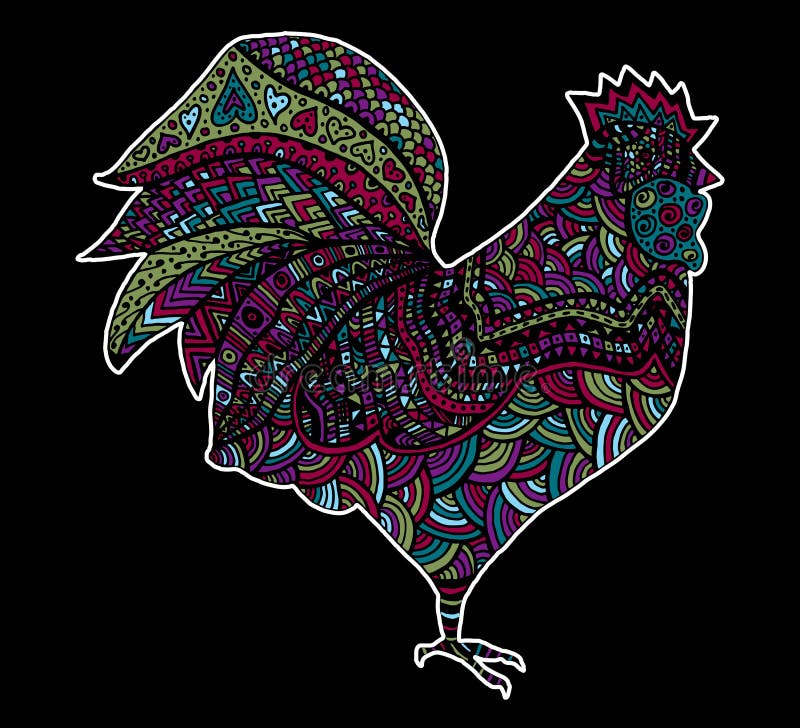 Hand Drawn Sketch in the Shape of a Rooster Stock Vector - Illustration ...