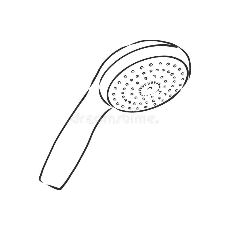 Hand-drawn Sketch of Shower Head on a White Background. Bathroom ...