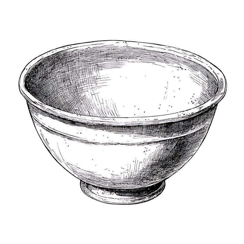 Hand-drawn Sketch of a Simple Bowl Stock Illustration - Illustration of ...