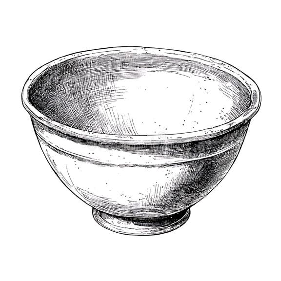 Hand-drawn Sketch of a Simple Bowl Stock Illustration - Illustration of ...