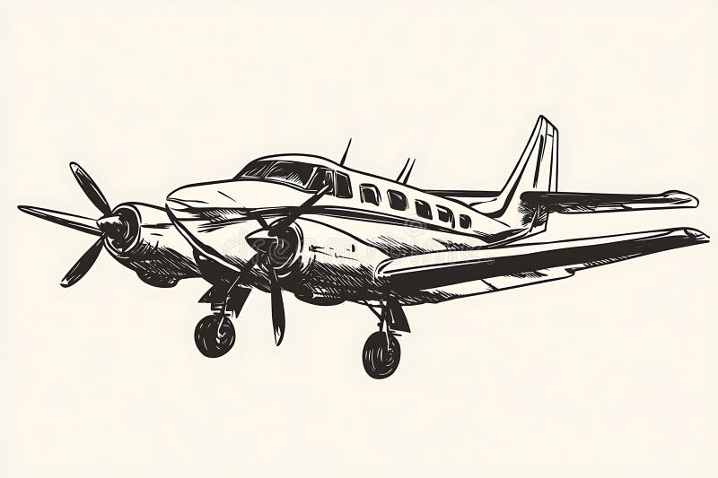 Hand Drawn Sketch of a Small Airplane Stock Illustration - Illustration ...