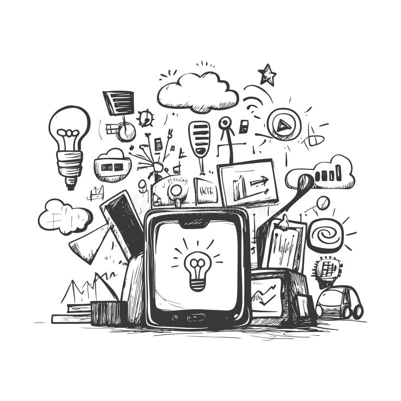 Smartphone Idea Sketch: Creative Brainstorming Mobile Technology ...