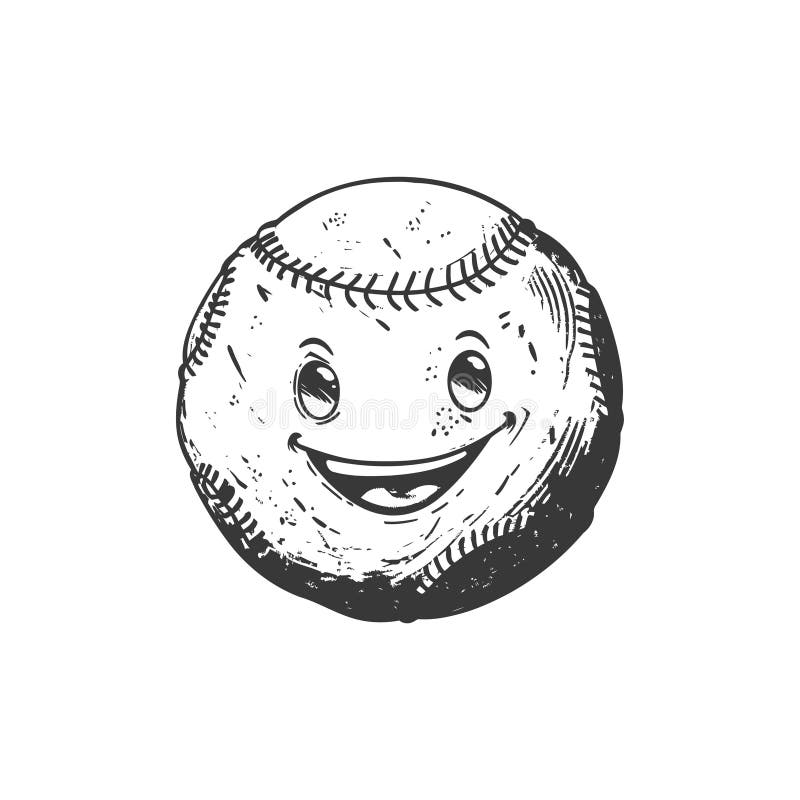 Happy Baseball Ball Cartoon Illustration, Smiling Sports Equipment ...