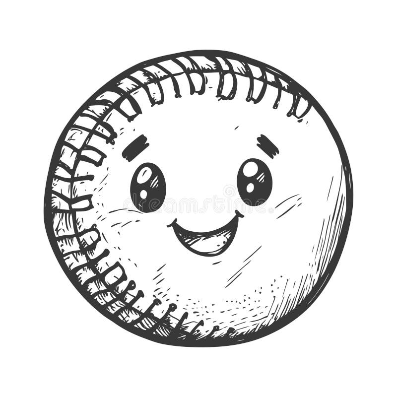 Happy Baseball Ball Cartoon Illustration Stock Vector - Illustration of ...