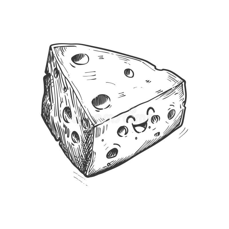 Delightful Cartoon Cheese Wedge, Hand-Drawn Illustration Stock Vector ...