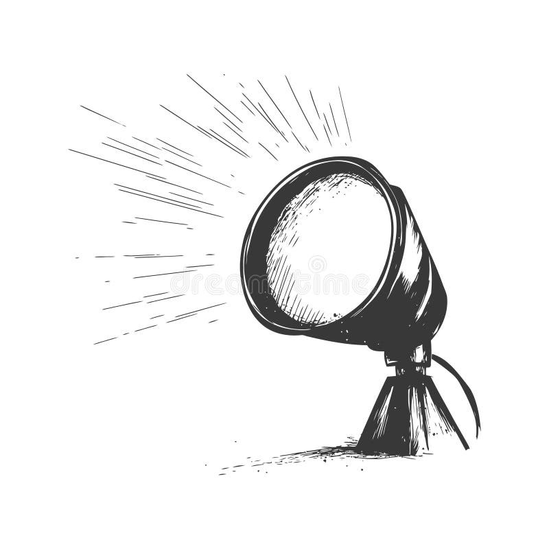 Bright Spotlight Hand Drawn Illustration, Shining Light Beam. Stock ...