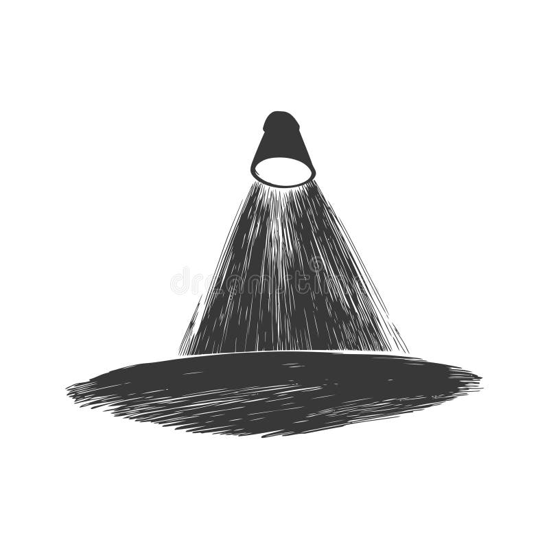 Spotlight Illuminating Dark Surface, Hand-Drawn Sketch Stock Vector ...