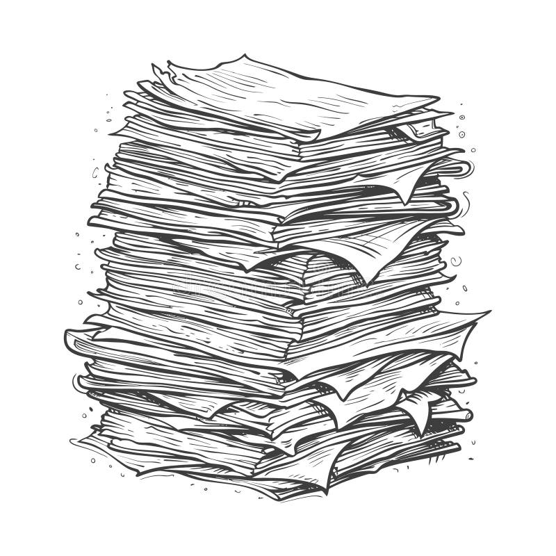 Huge Stack of Papers, Documents and Files in Hand Drawn Style Stock ...