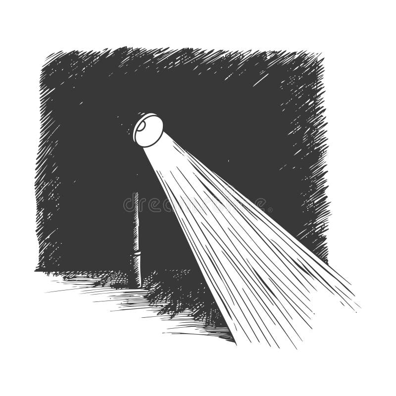 Dramatic Spotlight Illuminating Dark Scene at Night Stock Vector ...