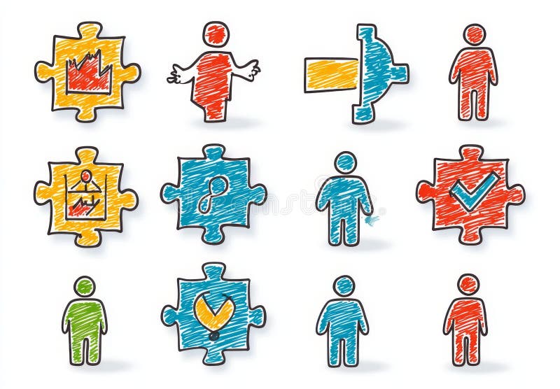 Hand-drawn Sketch Style Icon Set for a Business Team. Illustrates ...