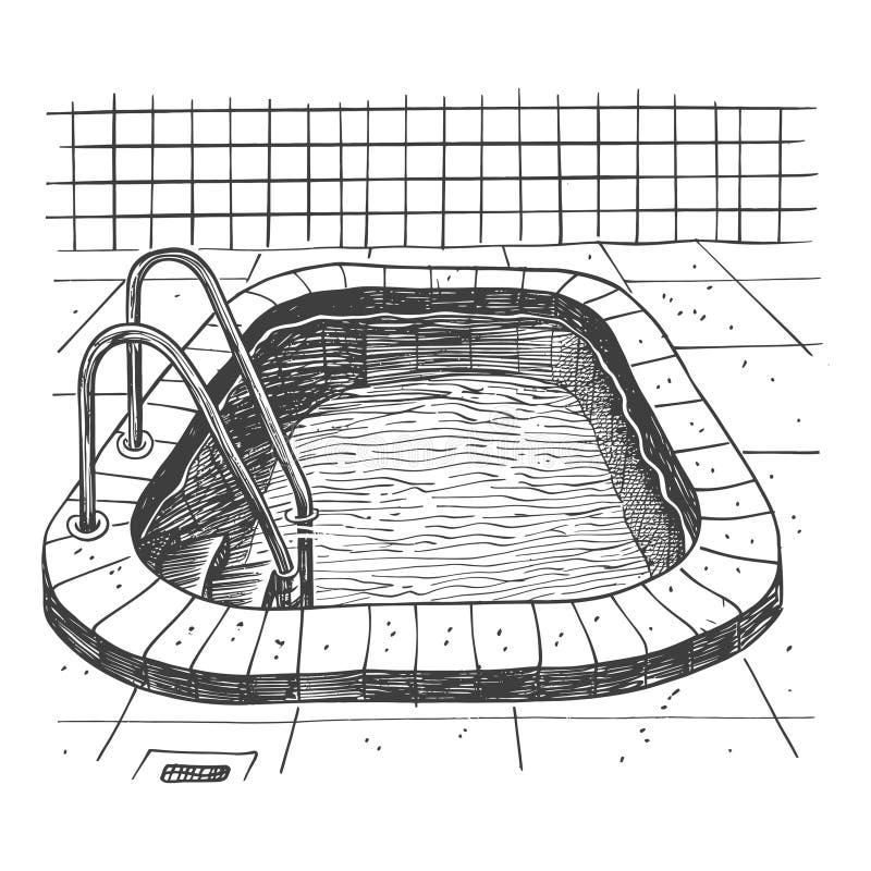 Hand-drawn Sketch of a Small Indoor Swimming Pool with Ladder Stock ...
