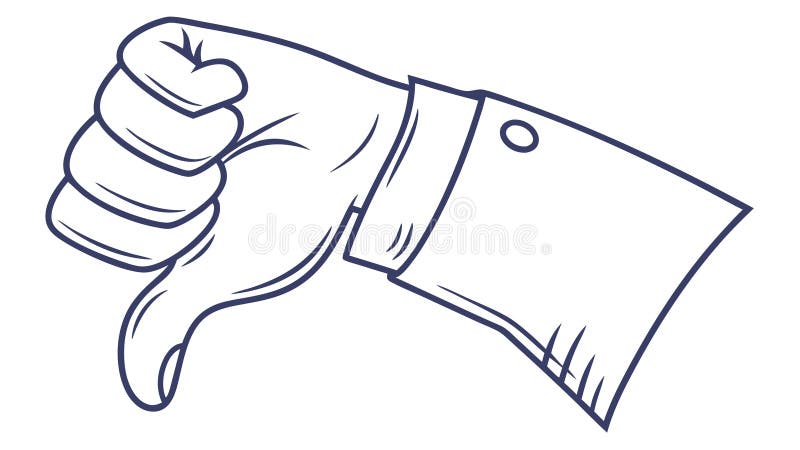 Hand Drawn Sketch of a Thumbs Down Dislike Gesture, Vector Design ...