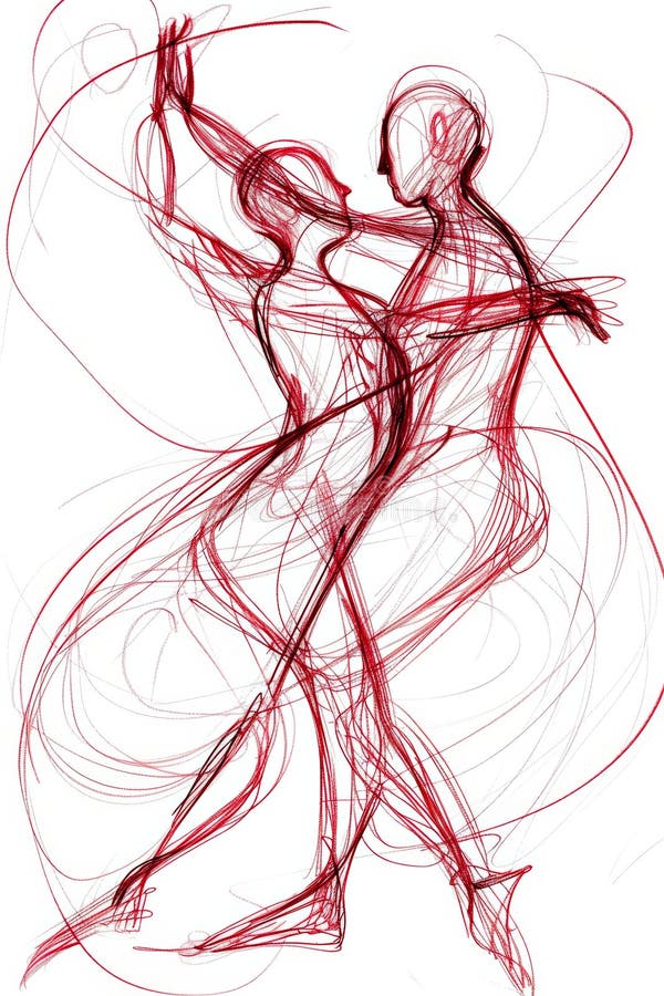 Hand-Drawn Sketch of Two Dancers in Motion. Generative AI Stock ...