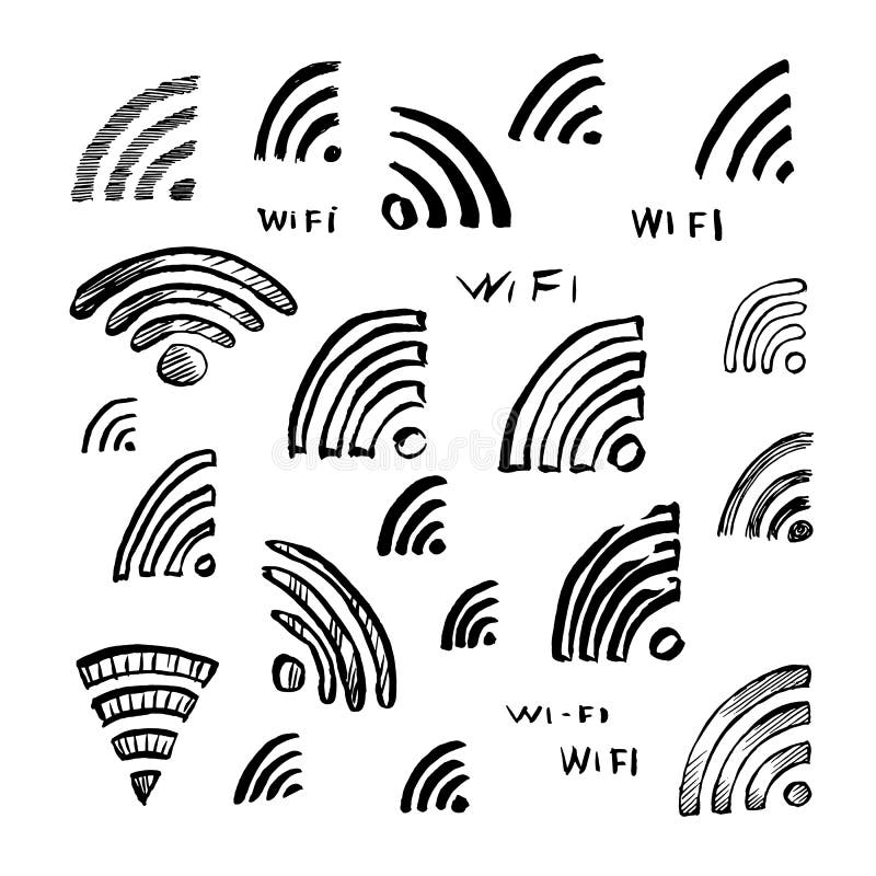 Hand Drawn Sketch Wi-Fi Icon Editorial Stock Image - Illustration of ...