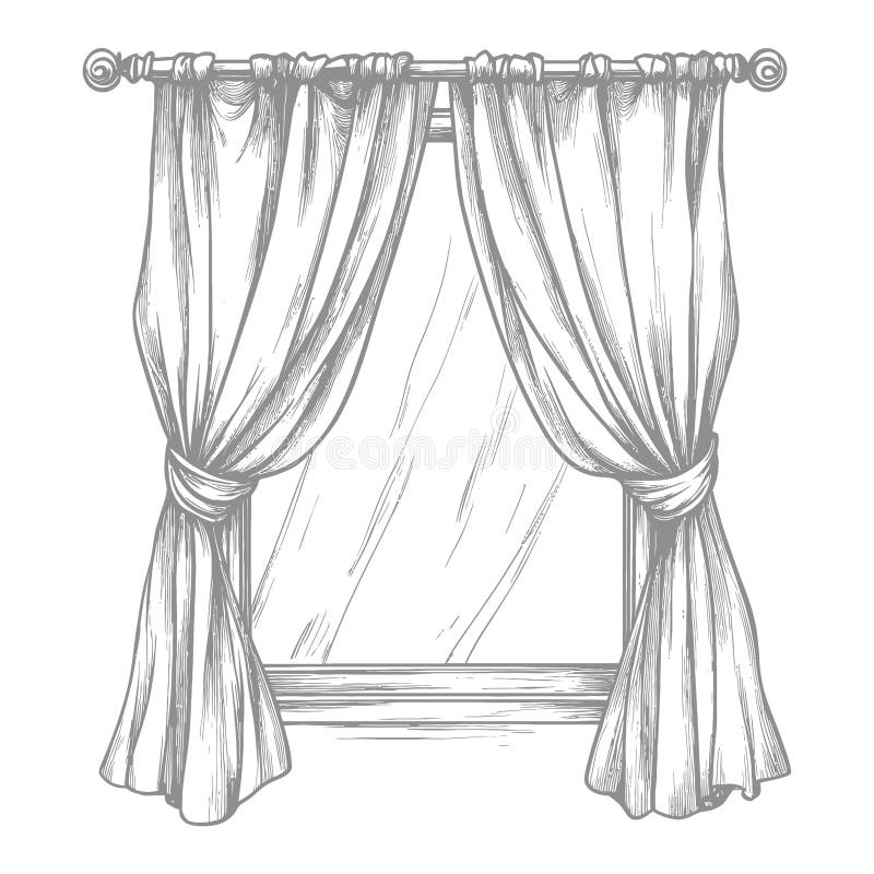 Elegant Draped Curtains Adorning a Vintage Window Frame, Classic ...