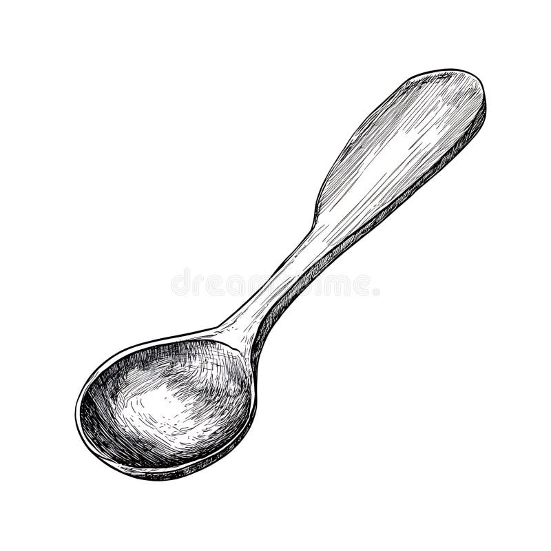 Hand-drawn Sketch of a Wooden Spoon Stock Illustration - Illustration ...