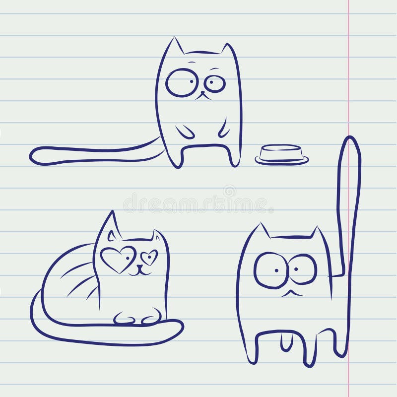 Notebook funny cats stock vector. Illustration of hand - 122854901