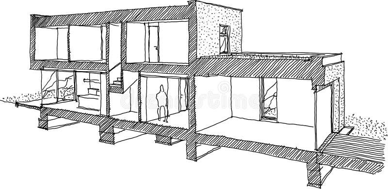 Hand Drawn Sketchs of Section through a House Stock Vector ...