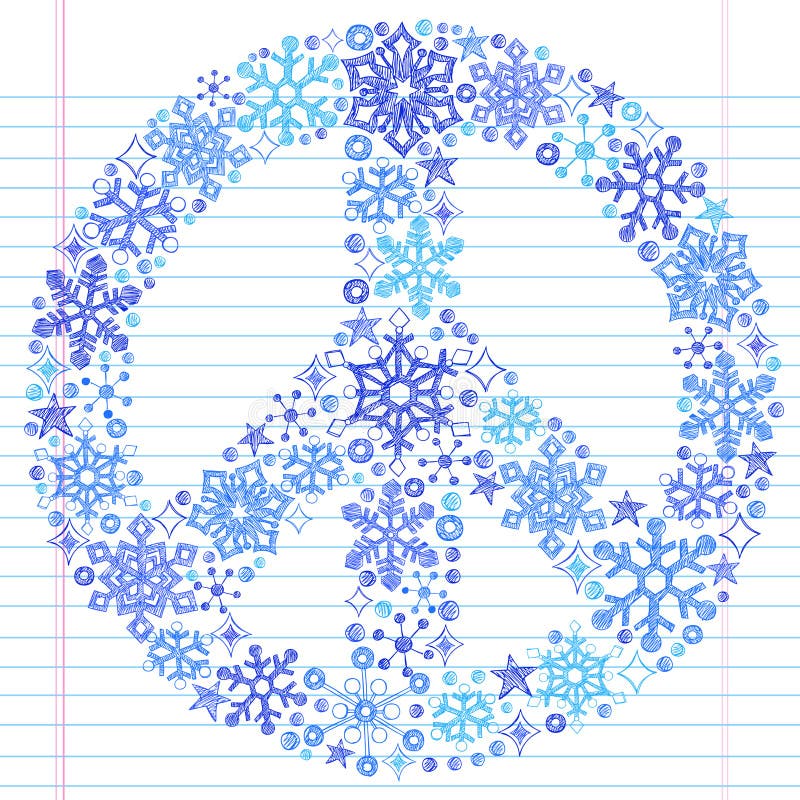 Hand-Drawn Sketchy Doodle Snowflake Peace Sign Stock Vector ...