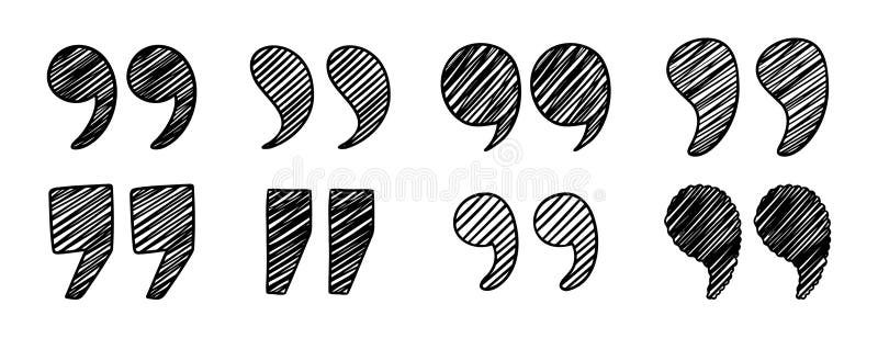 Hand Drawn Sketchy Shaded Quotation Marks for Citation Doodle Quotes ...
