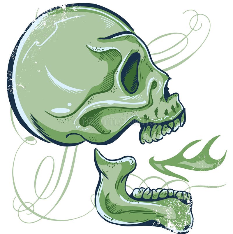 Hand Drawn Skull Illustration Side View Stock Vector - Illustration of ...