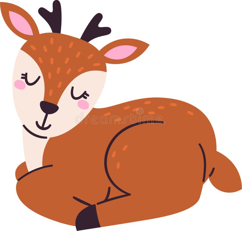 Hand Drawn Sleeping Deer stock vector. Illustration of drawing - 353621236