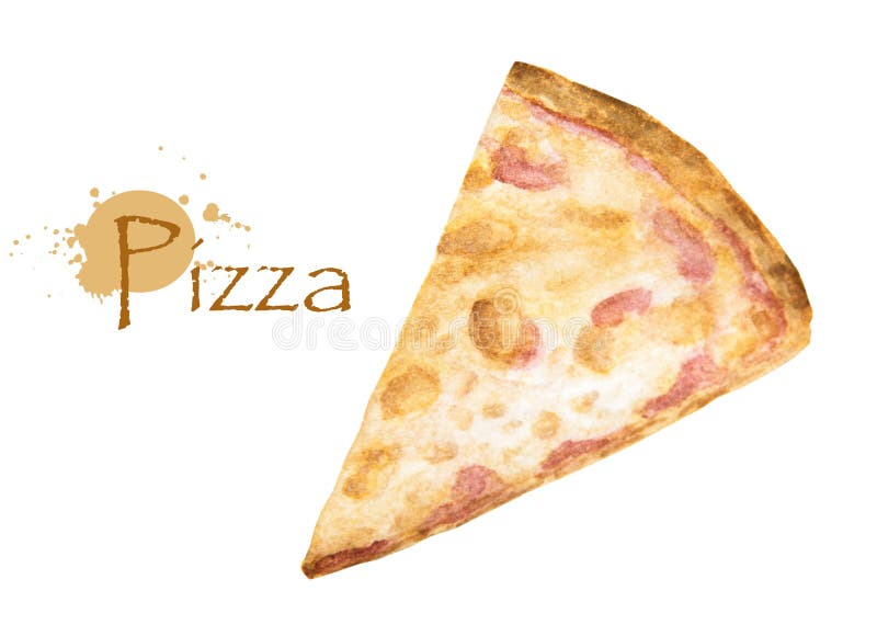 Hand Drawn Slice of Pizza, Watercolor Sketch Stock Illustration ... Hand Drawn Slice of Pizza, Watercolor Sketch Stock Illustration ...