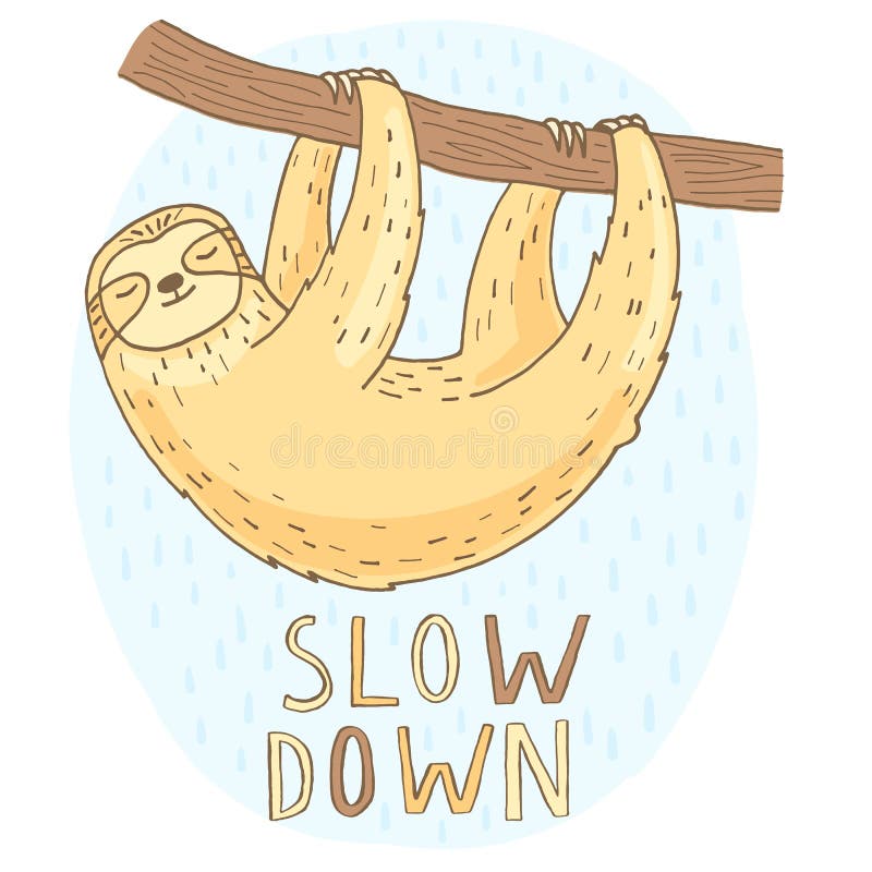 Hand Drawn Sloth on Tree Branch Stock Illustration - Illustration of ... Hand Drawn Sloth on Tree Branch Stock Illustration - Illustration of ...