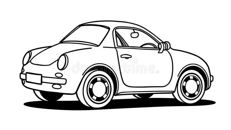 Hand Drawn Small Car Coloring Page for Kids Stock Illustration ...