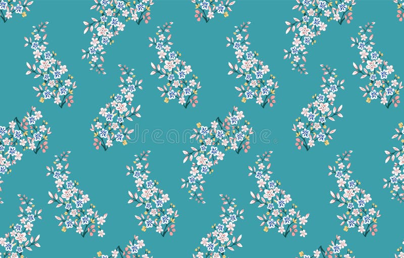 Hand Drawn Small Daisy Flower Bunch Seamless Pattern Stock Vector ...