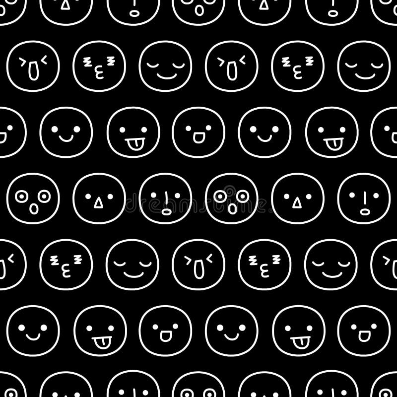 Hand Drawn Smiley Faces Seamless Pattern Stock Vector - Illustration of ...