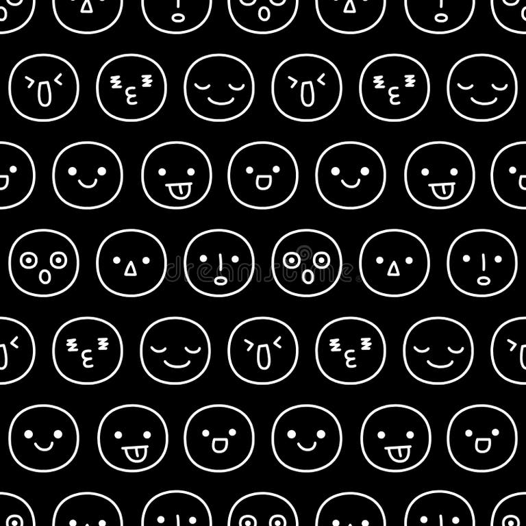Hand Drawn Smiley Faces Seamless Pattern Stock Vector - Illustration of ...