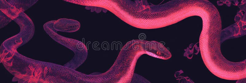 Hand-drawn Snake Skin Design with Floral Patterns for Unique Banner ...
