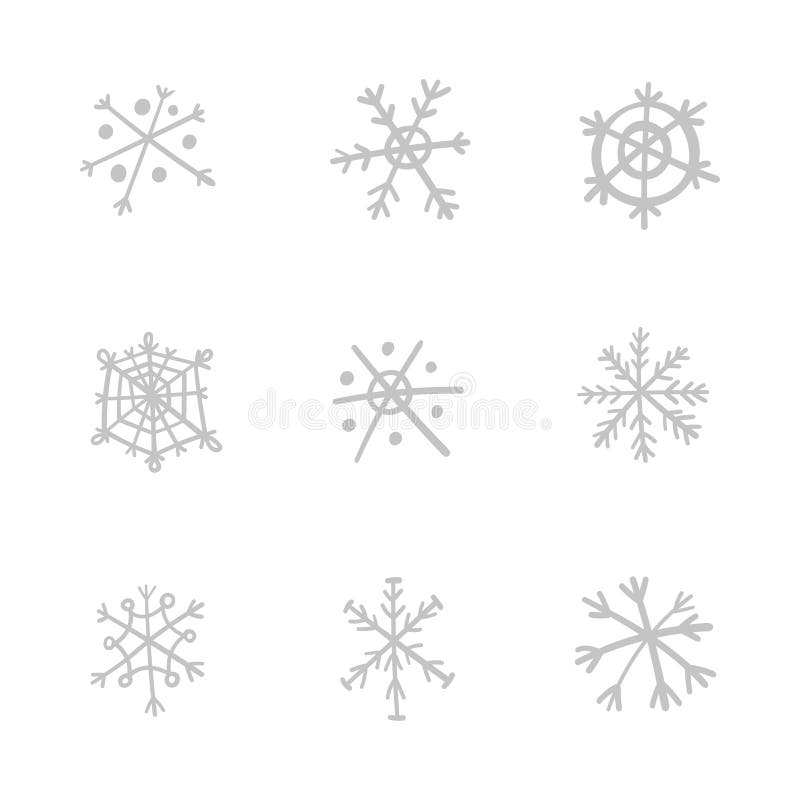 Hand Drawn Snowflake Vector Icon Collection, Snow Symbol Stock Vector ...