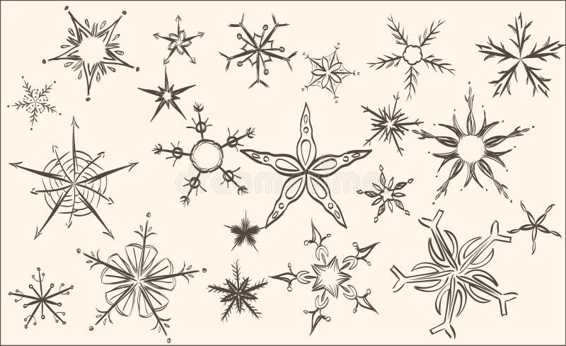 Hand drawn snowflakes stock vector. Illustration of snow - 17054658