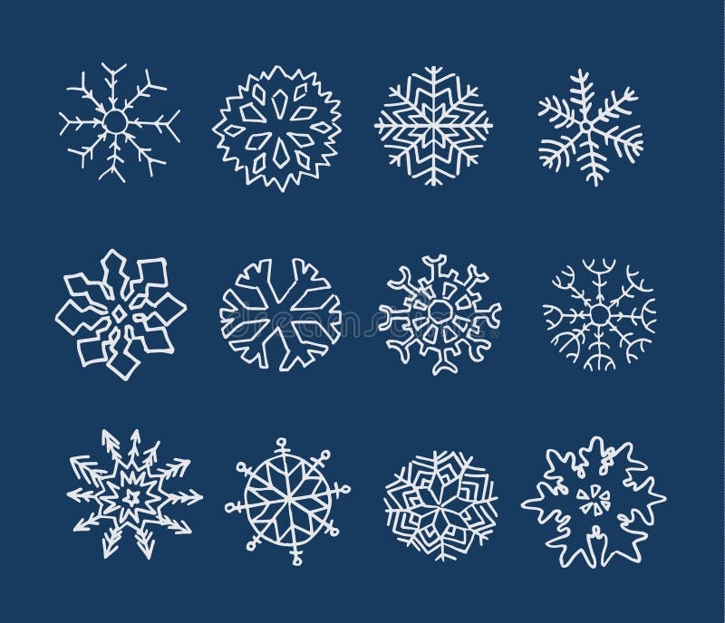 Hand drawn snowflakes stock vector. Illustration of ornament - 77095458