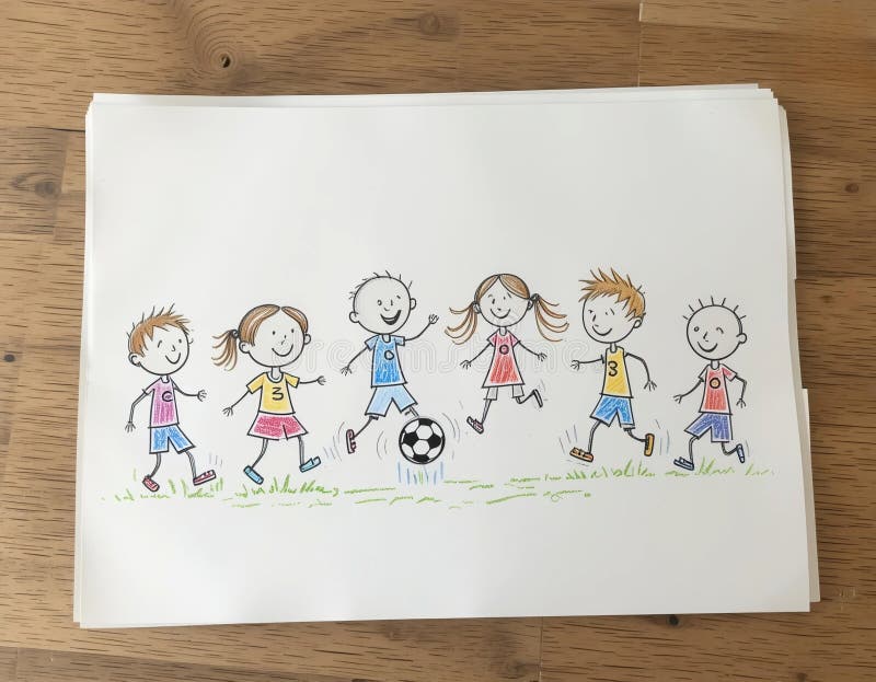 Hand Drawn Soccer Doodle with Kids Playing Stock Photo - Image of ...