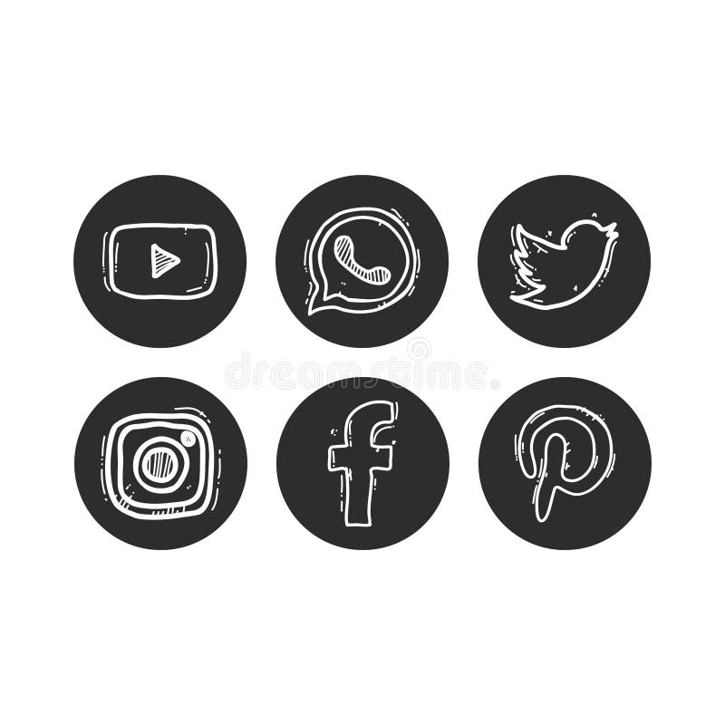 Hand Drawn Social Media Icon Editorial Photo - Illustration of ...