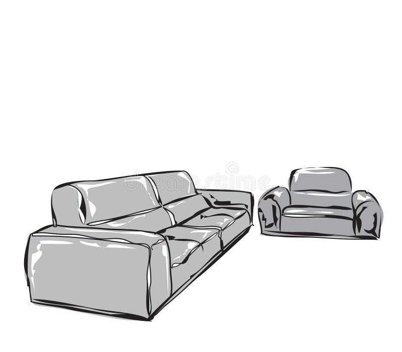 Hand drawn sofa. stock vector. Illustration of furniture - 63535509