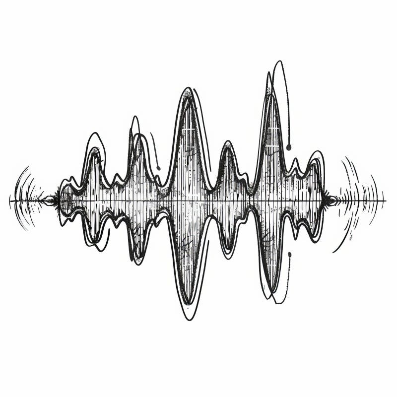 Hand-Drawn Sound Wave Pattern with Jagged Peaks and Valleys on White ...