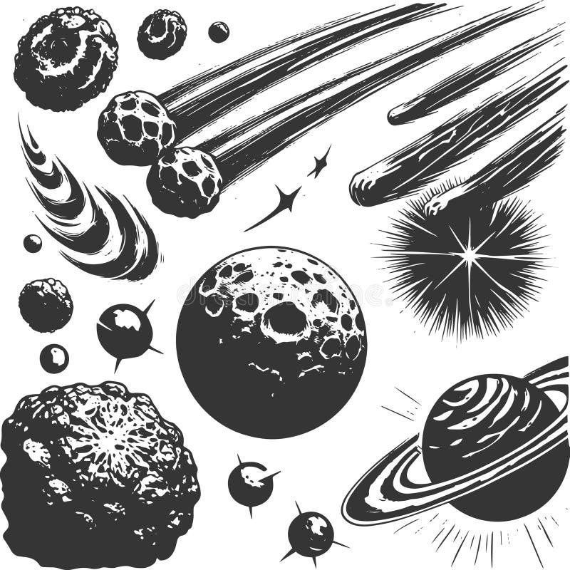 Hand Drawn Space Elements Seamless Pattern Stock Vector - Illustration ...