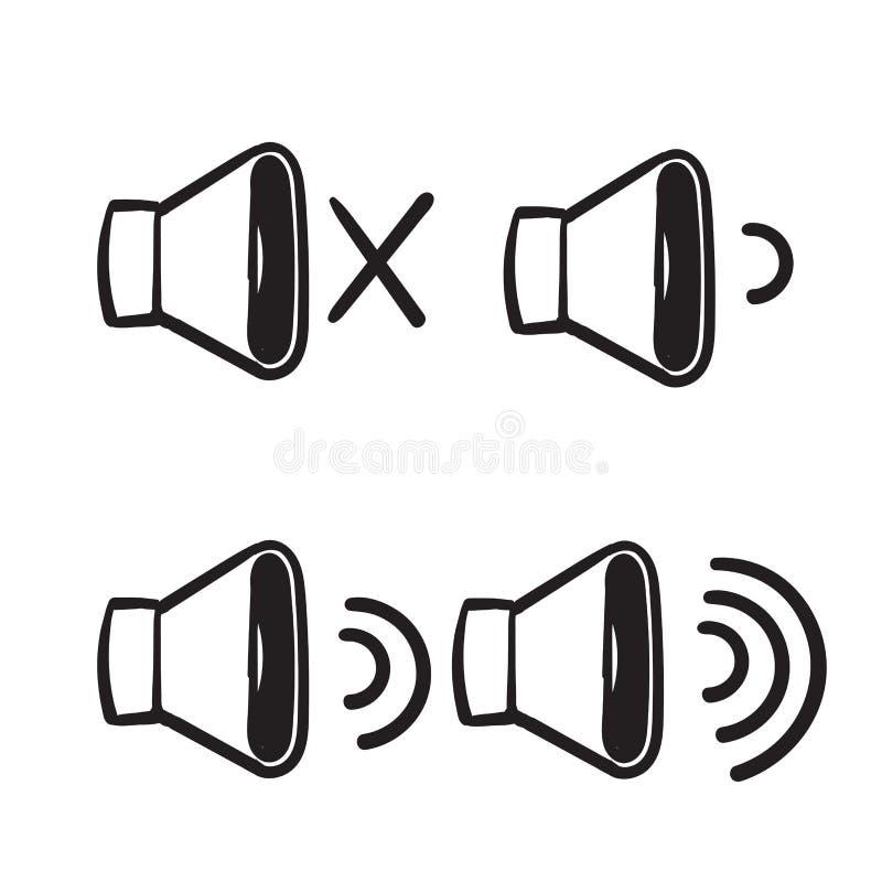 Hand Drawn Speaker Icon Symbol for Increases and Reduces the Sound ...