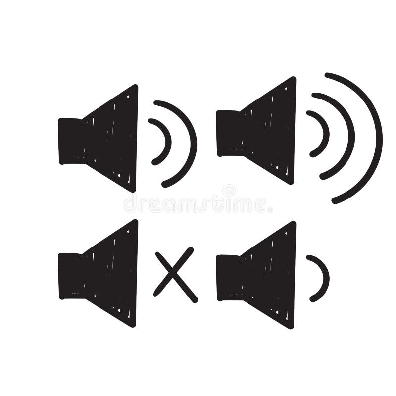 Hand Drawn Speaker Icon Symbol for Increases and Reduces the Sound ...