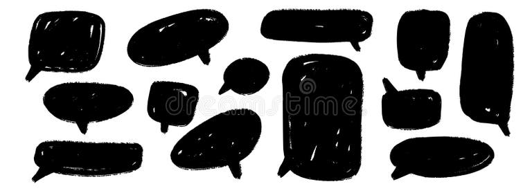 Hand Drawn Speech Bubble Collection. Doodled Marker Dialog Box Set ...