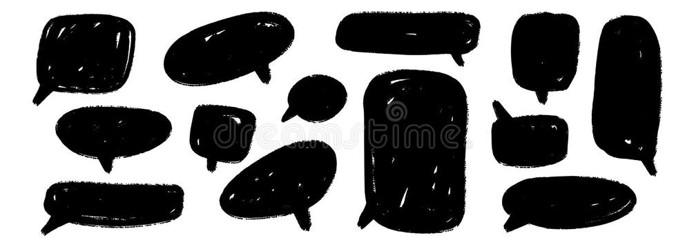 Hand Drawn Speech Bubble Collection. Doodled Marker Dialog Box Set ...