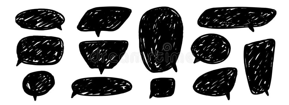 Hand Drawn Speech Bubble Collection. Doodled Marker Dialog Box Set ...