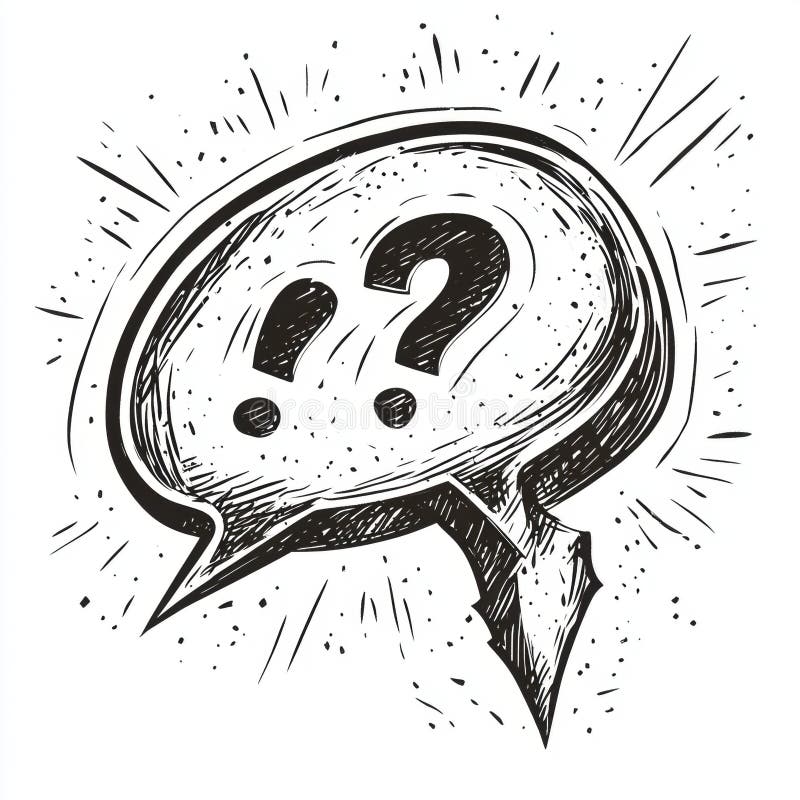 Hand-drawn Speech Bubble Featuring Question Marks Inside Stock ...