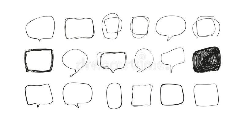 Hand-Drawn Speech Bubble Set. Creative Communication Elements Collection Stock Vector ...