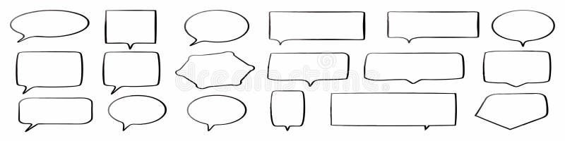 Hand Drawn Speech Bubbles Blank Comic Dialogue Boxes Stock Illustration ...